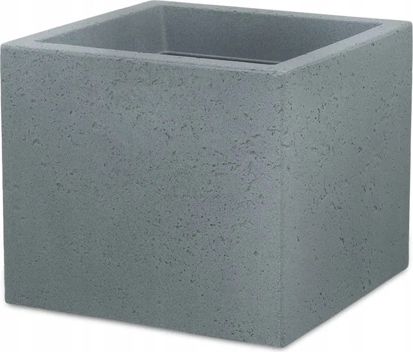 Šedý čtvercový květináč jako betonový Scheurich C-Cube Stony Grey 40