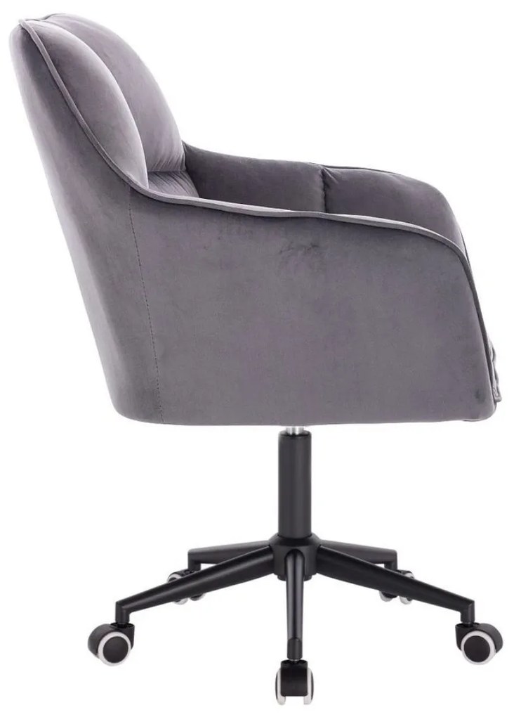 LuxuryForm DESIGN Otočné křeslo AMALFI VELUR na černé podstavě s kolečky - tmavě šedé