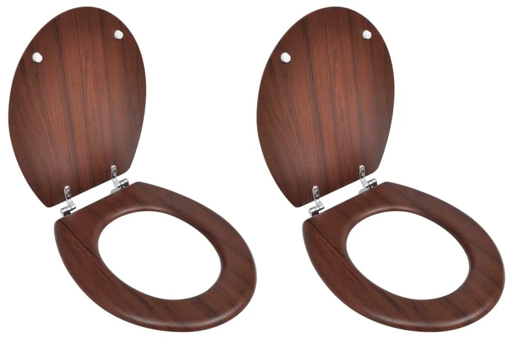 WC sedátka s víky 2 ks MDF hnědá 275909