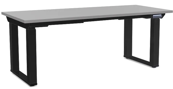 Výškově nastavitelný stůl OfficeTech Strong 180 x 80 cm, černá podnož, světle šedá