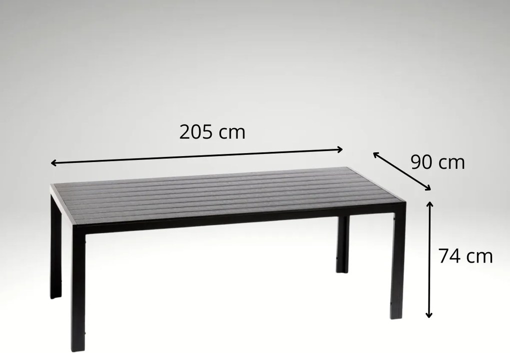 Vikio Zahradní jídelní stůl 205x90cm DT167 antracit