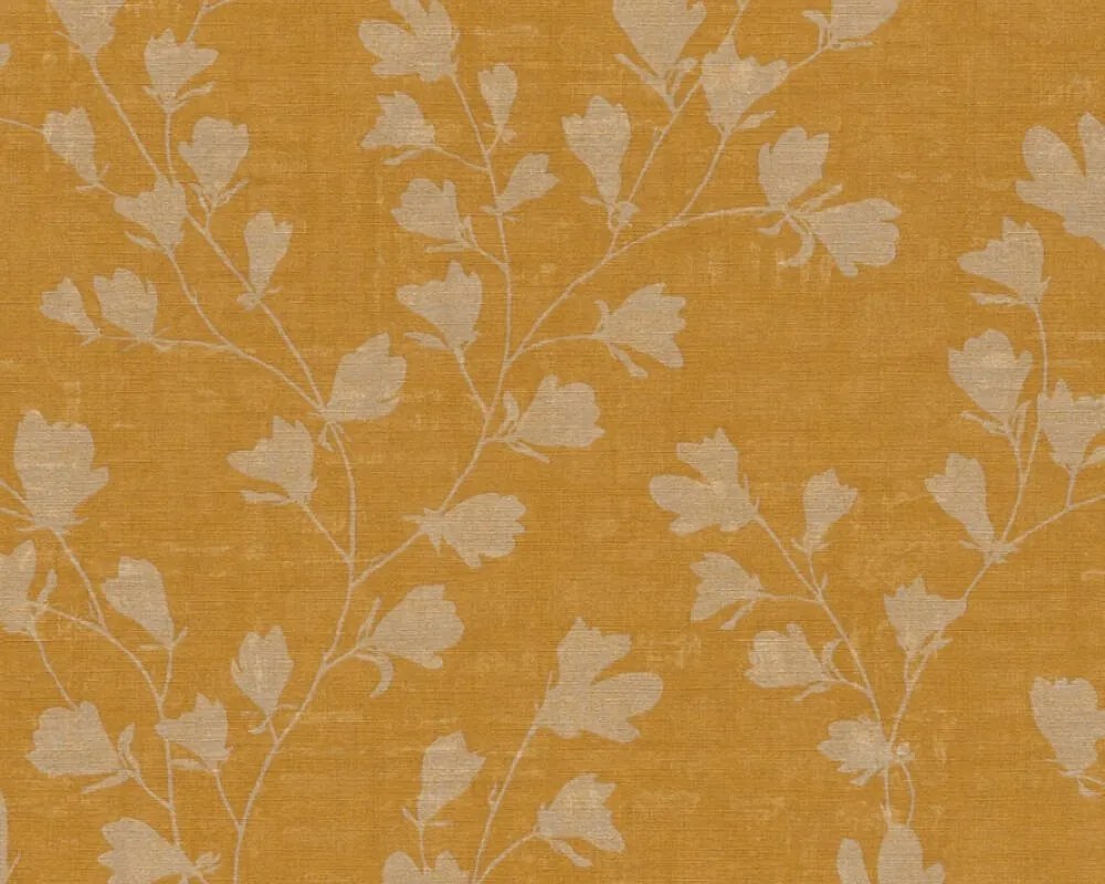 Vliesová tapeta listy žlutá 387471 / Tapety na zeď 38747-1 Nara (0,53 x 10,05 m) A.S.Création