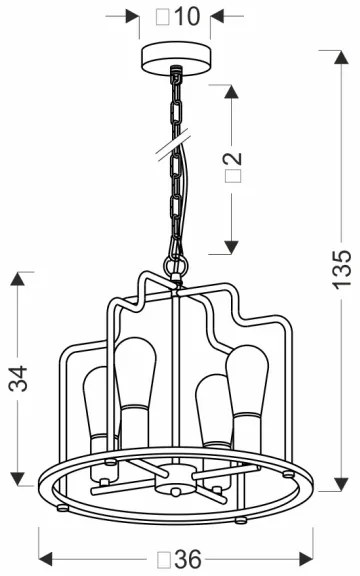 Lustr na řetězu DATUS 4xE27/40W/230V černá/hnědá
