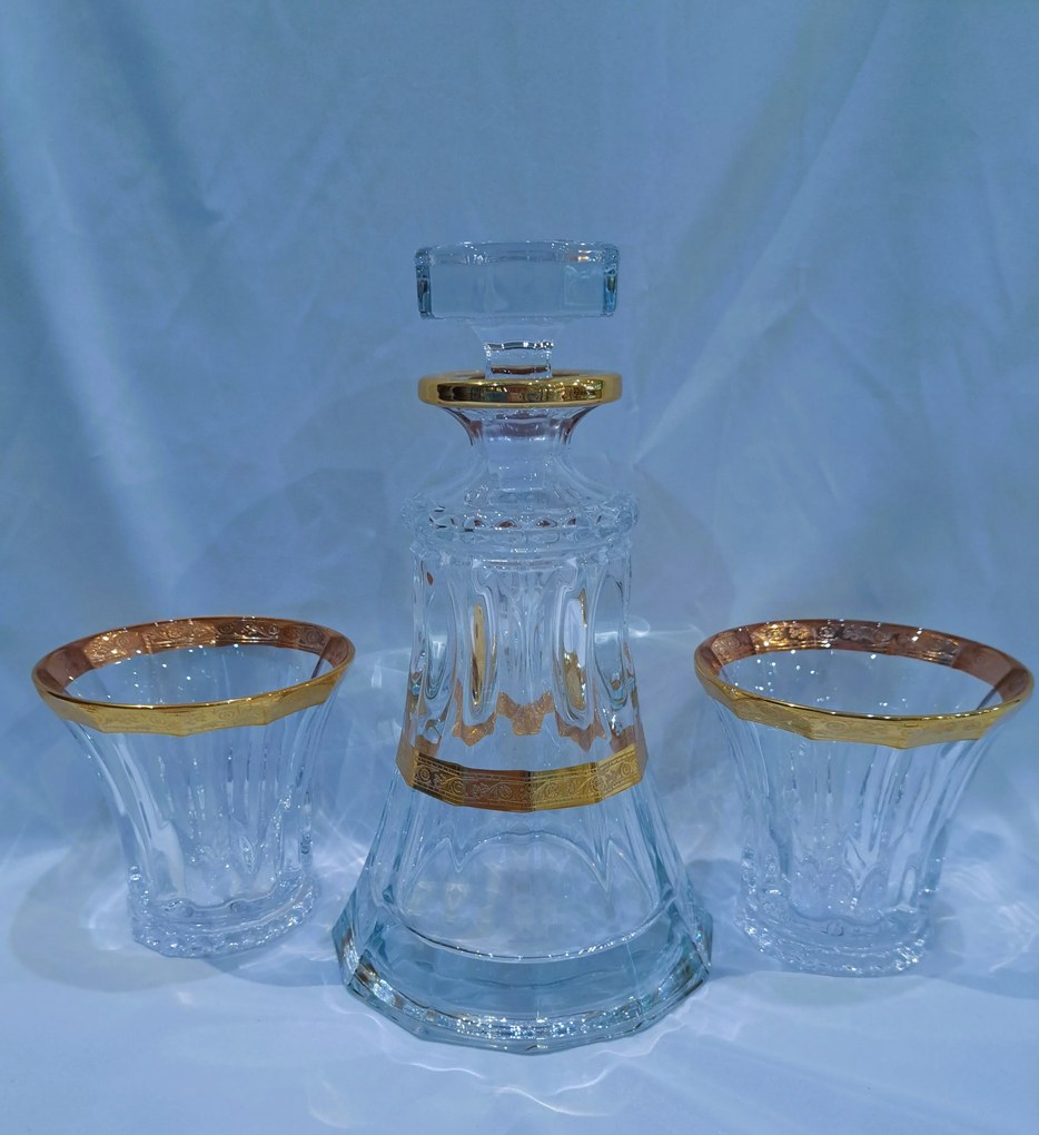 Crystalite Bohemia Wellington whisky set 2+1 zlato + diaryt