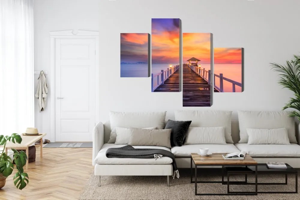 Vícedílný obraz Západ Slunce Nad Molem Nedostatek Nedostatek Plátno Canvas 160x100