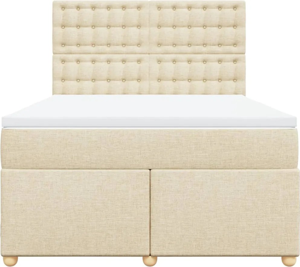 Box spring postel s matrací krémová 160x200 cm textil 3291350