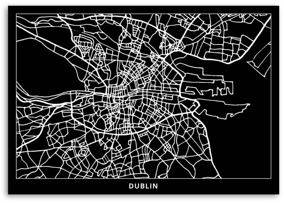 Obraz na plátně Mapa města Dublin - 60x40 cm