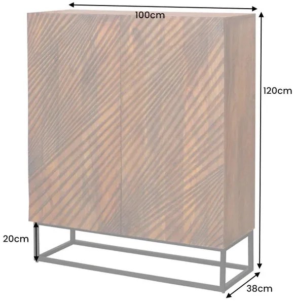 Designová vysoká komoda Revelle 120 cm hnědé mango