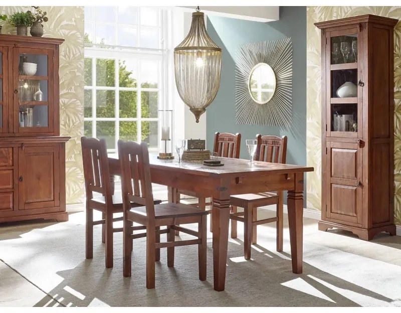 furniture-nabytek.cz - Masivní jídelní stůl Catello z borovice, hnědý, lakovaný, čtvercový – 90×90×76 cm