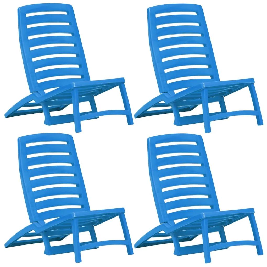 45626 vidaXL Dětské skládací plážové židle 4 ks plastové modré | BIANO