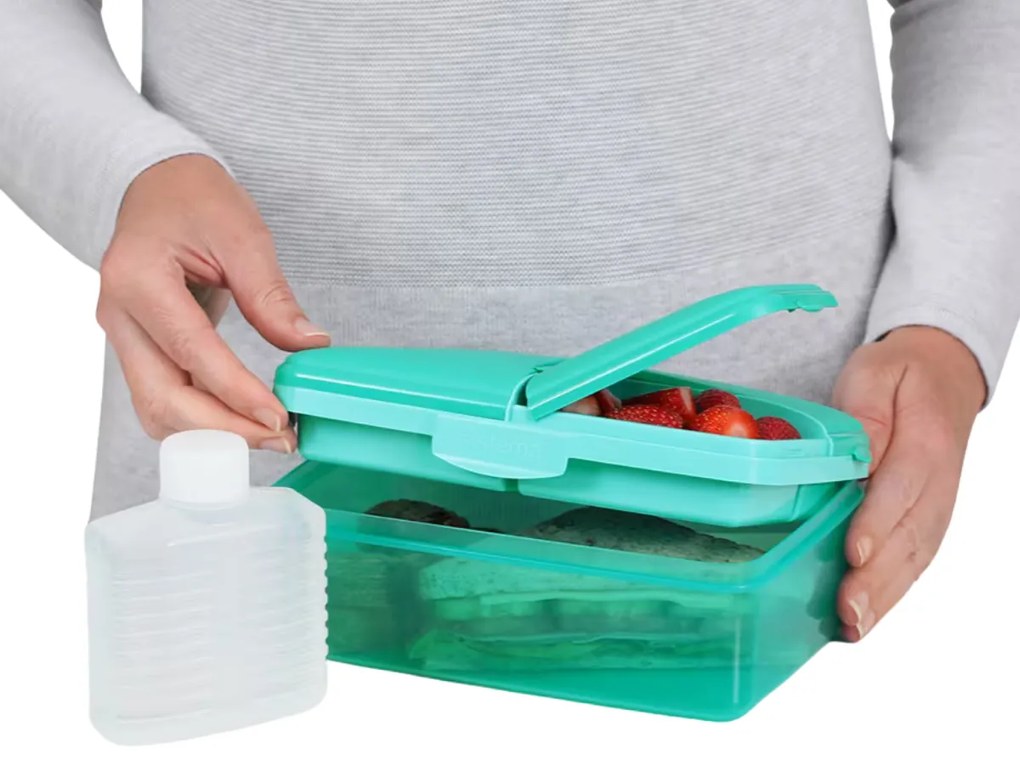 SISTEMA Krabička na svačinu/oběd s přihrádkami i lahvičkou, 1,5l - mix barev Barva krabiček SISTEMA: Zelená