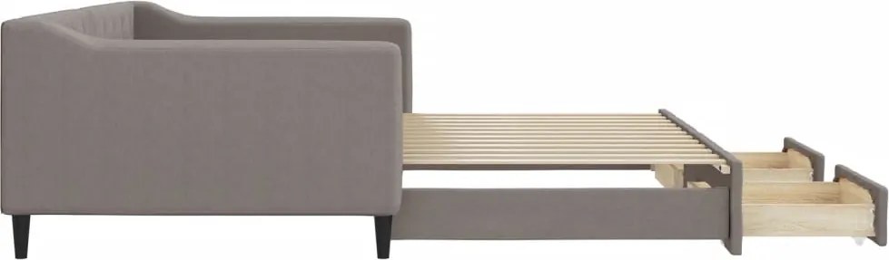 Válenda s přistýlkou a zásuvkami taupe 100 x 200 cm textil 3197470