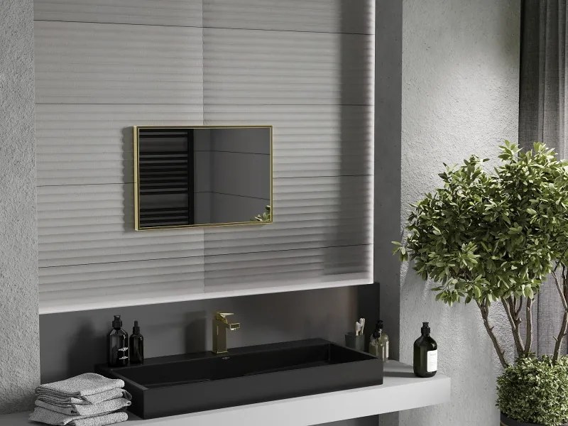 Mexen Loft obdélníkové koupelnové zrcadlo 60 x 40 cm, zlatý rám - 9852-060-040-000-50