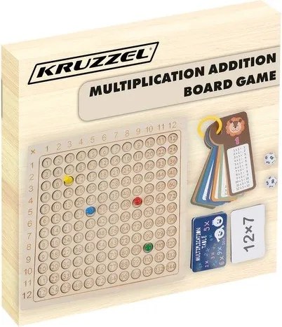 Dřevěná montessori hra výuka násobilky 12x12 Kruzzel 24639