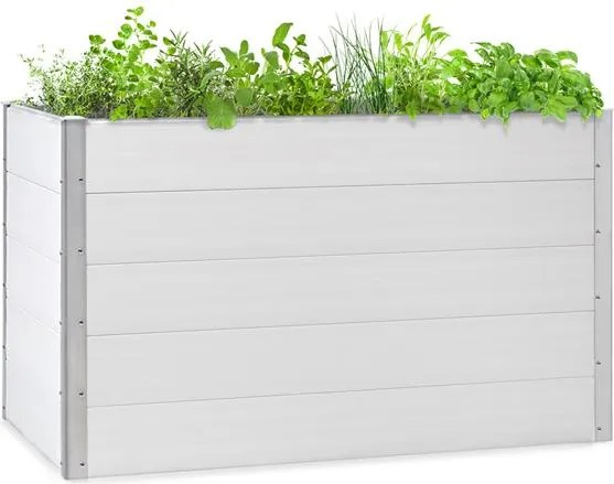 Blumfeldt Nova Grow, zahradní záhon, 150 x 91 x 100 cm, WPC, dřevěný vzhled, bílý