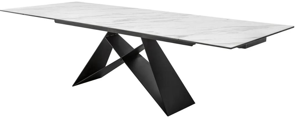OnaDnes -20% Moebel Living Bílý mramorový rozkládací jídelní stůl Rosario 180-260 x 100 cm