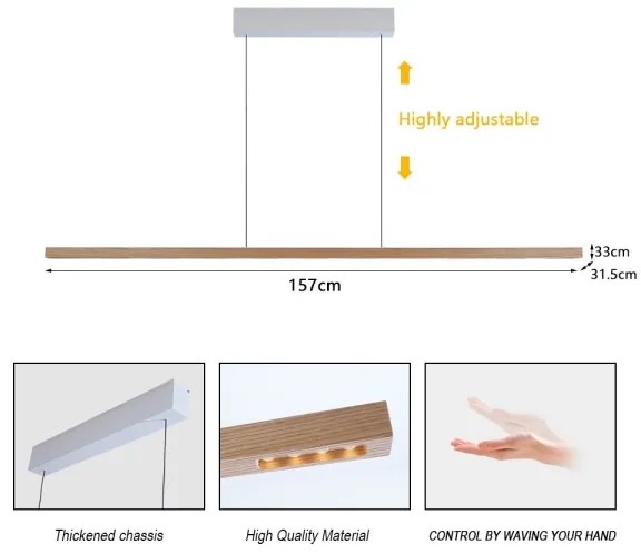Immax NEO 07310L-LED Stm lustr na lank se senzorem MADEIRA 37W/230V 157 cm jasan