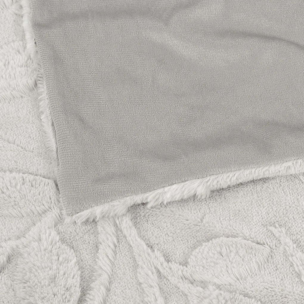Goldea luxusní deka z mikrovlákna - světle šedé lístky 150 x 200 cm