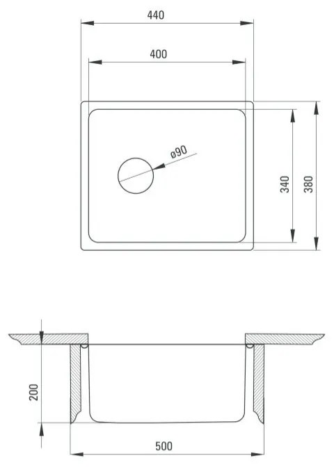 DEANTE EGERIA ZPE_010A Jednodřez 380x440x200, nerez satén, vestavný - Deante