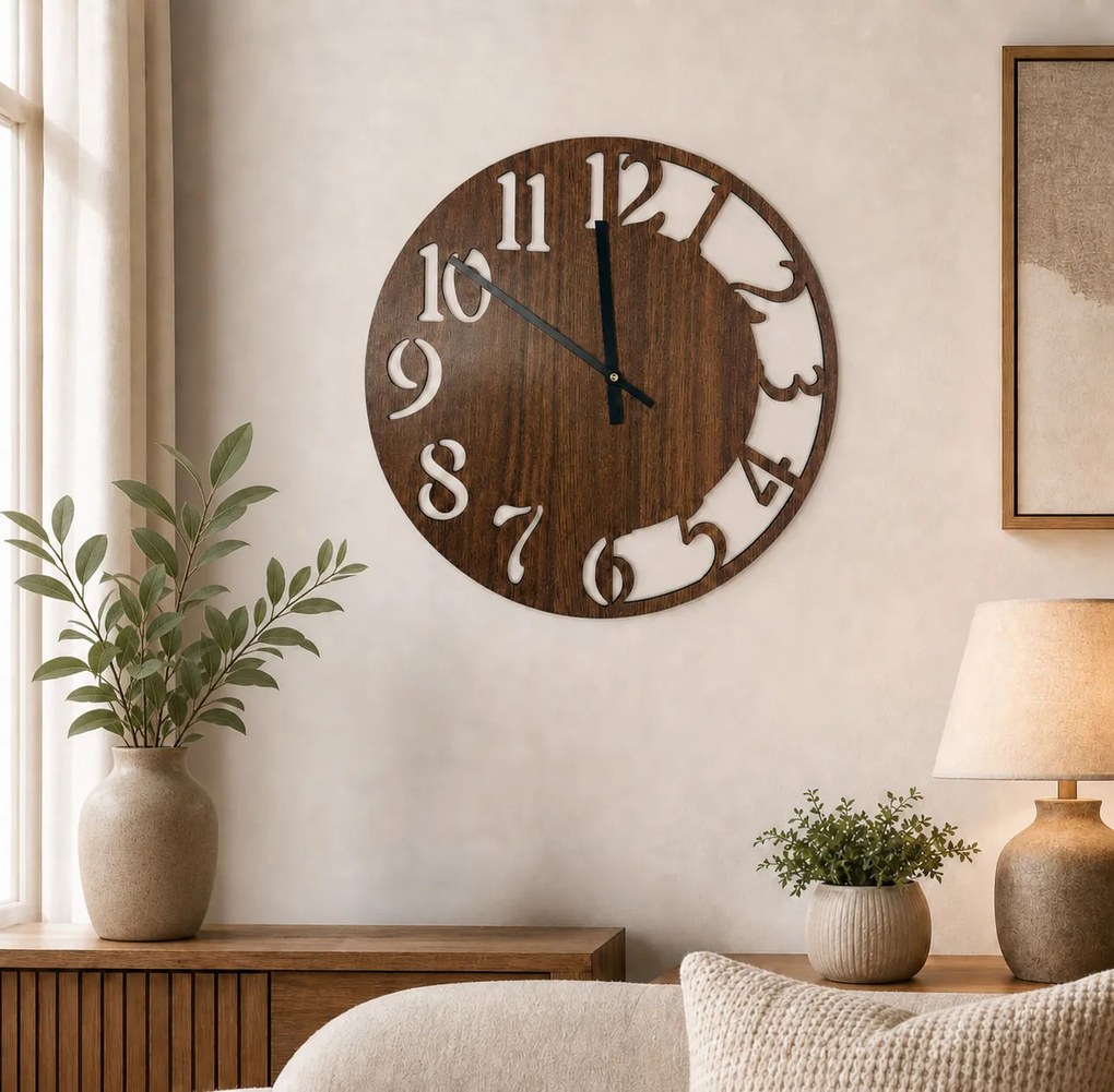 dřevo života Nástěnné hodiny CLOCK Zvolte barvu dekoru: Wenge, Zvolte velikost hodin (cm): 40x40, Barva ručiček: Stříbrné