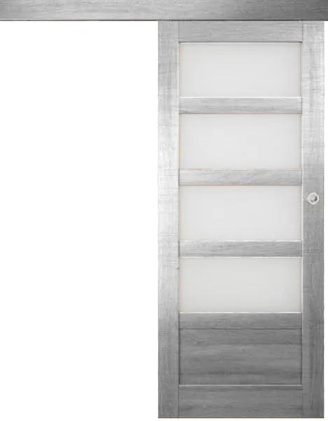 posuvné interiérové dveře na stěnu vasco doors BRAGA model 5 Průchozí rozměr: 70 x 197 cm, Orientace dveří: Levé dveře, Dekor: Dub riviera