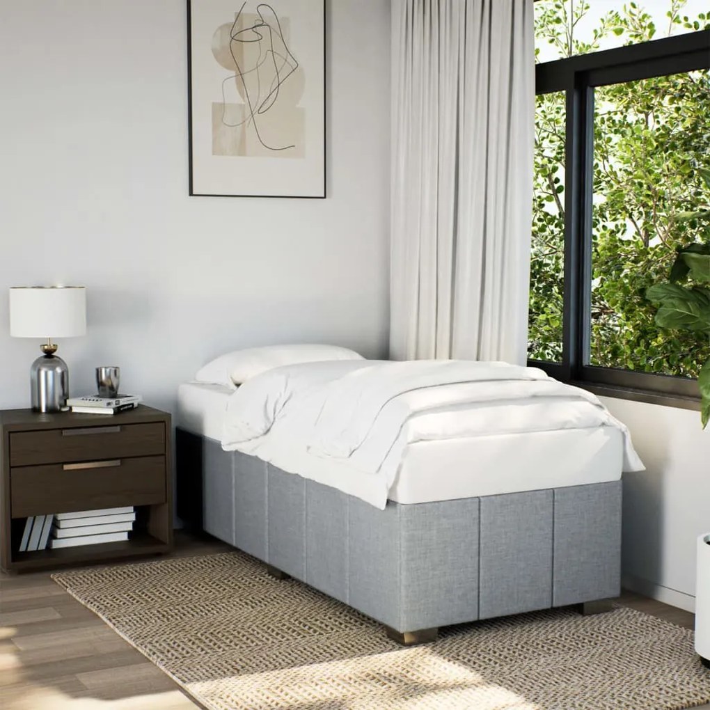 Rám postele bez matrace světle šedý 90 x 200 cm textil 3284804