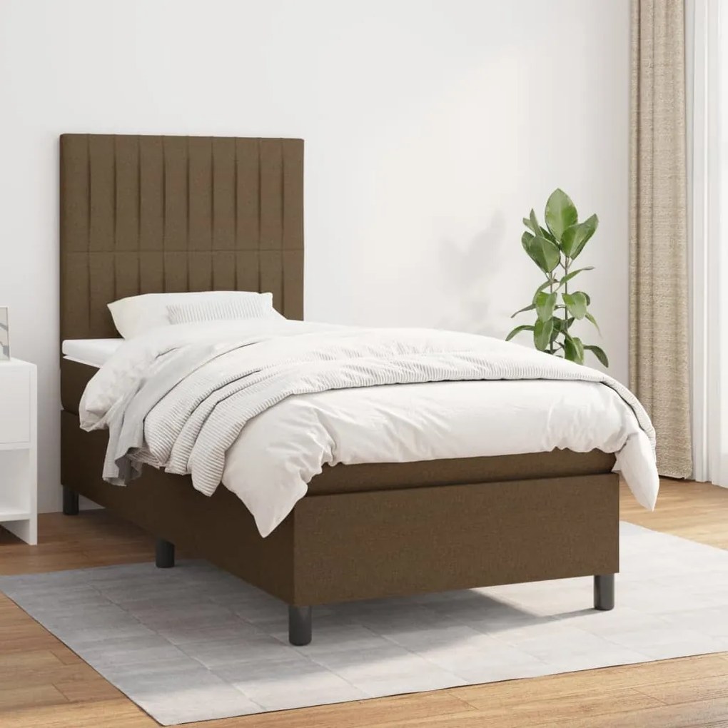 Box spring postel s matrací tmavě hnědá 90x190 cm textil 3141900