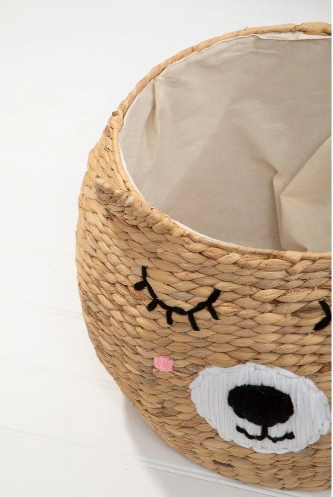 Dětský koš na hračky z vodního hyacintu v přírodní barvě ø 49x40 cm Lidi Cat Face – Premier Housewares