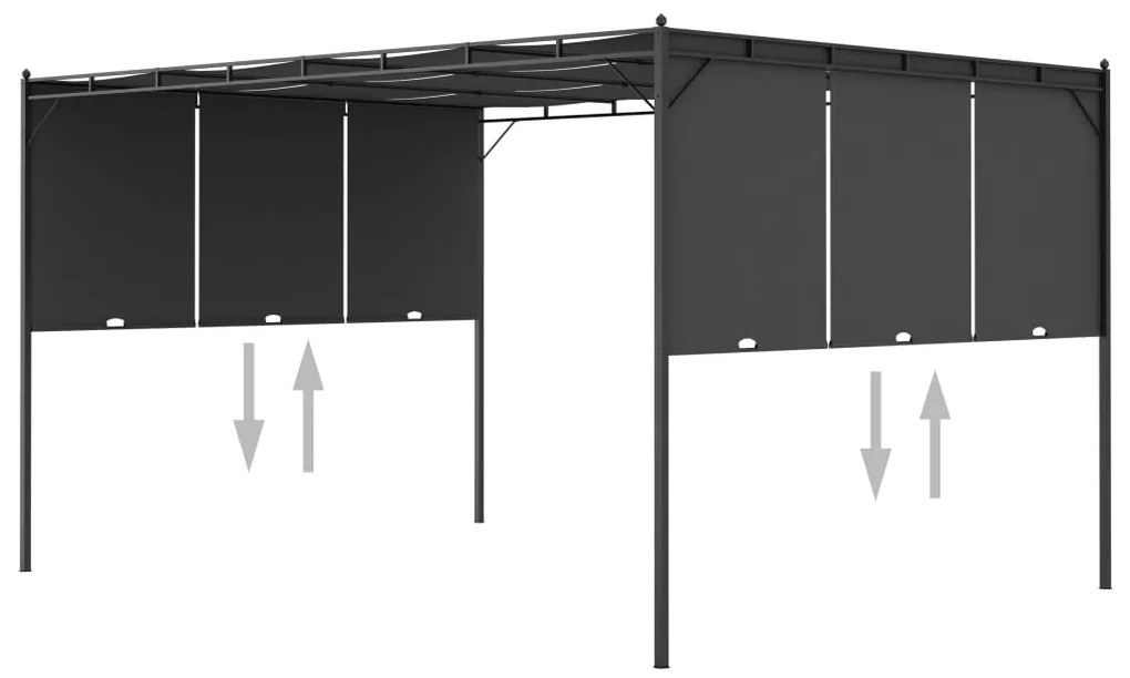 Zahradní altán s bočním závěsem 4 x 3 x 2,25 m antracitový - Default Title