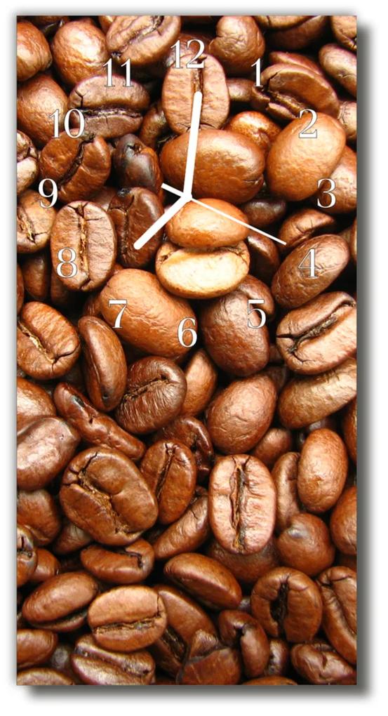 Skleněné hodiny vertikální Kuchyňská zrna hnědé kávy