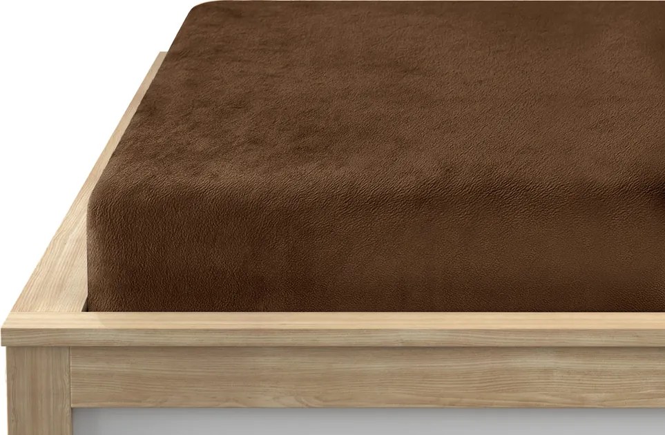Prostěradlo mikroplyš 90x200 cm tmavě hnědé