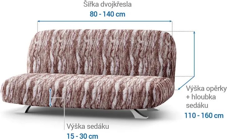 Bielastické potahy OCEANO NOVÉ hnědo-vínové dvojkřeslo s dřevěnými rukojeťmi (š. 80 - 140 cm)