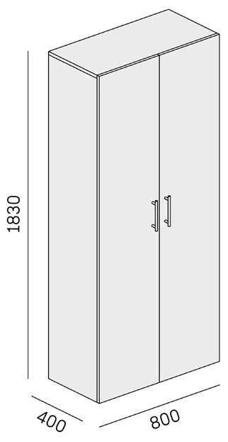 Kancelářská skříň vysoká SOLID, 800 x 400 x 1830 mm, bílá