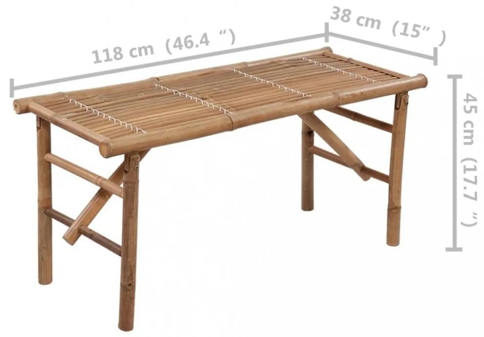 Skládací zahradní lavice s poduškou 118 cm bambus