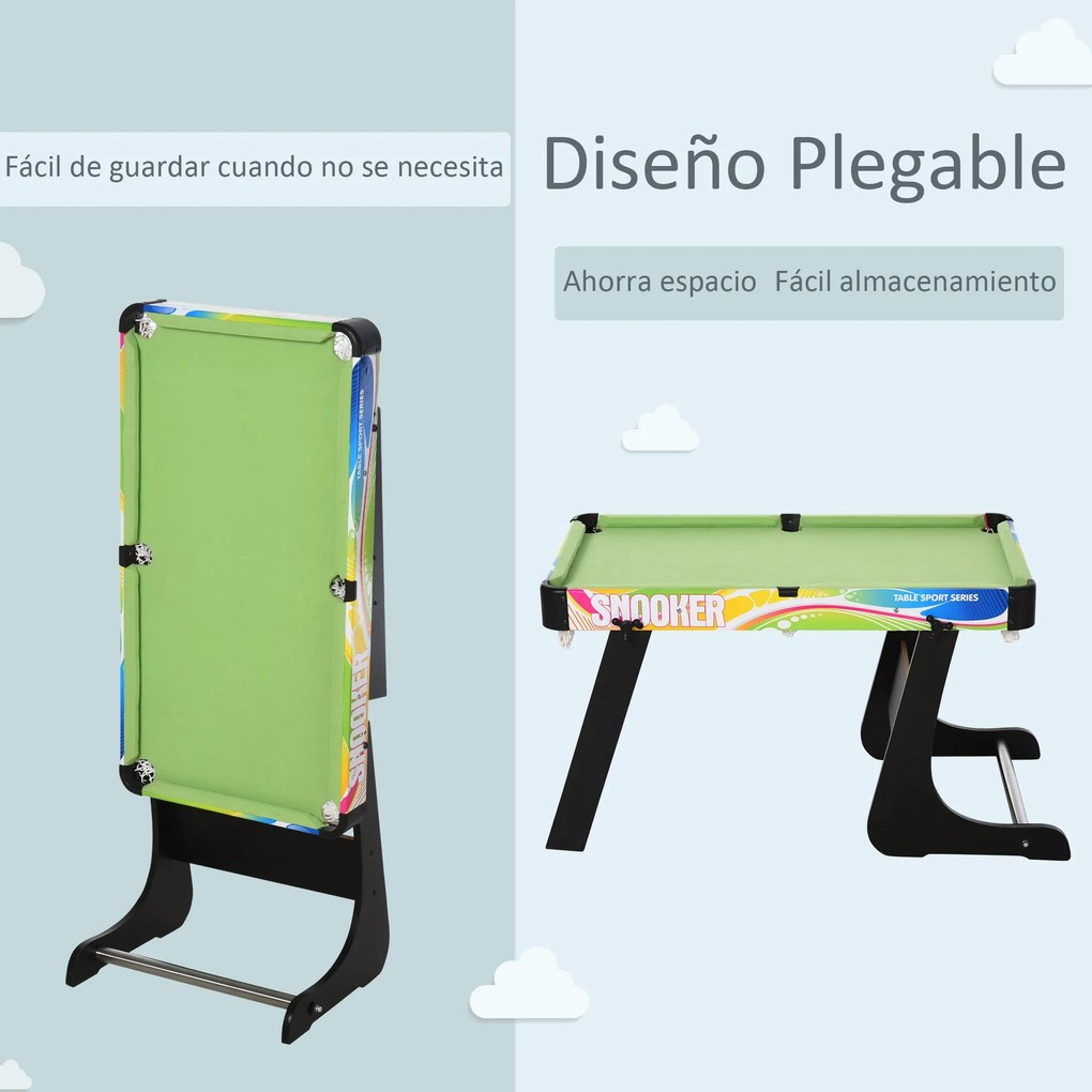 Skládací herní stůl HOMCOM 4v1 - Stolní fotbálek, Air Hockey, Pool, Ping Pong s příslušenstvím - 86,5x43,5x64 cm