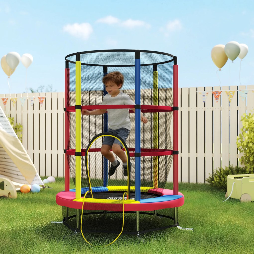 HOMCOM dětská trampolína Ø160 cm Trampolína pro děti 3–6 let se sítí pro bezpečnost, nohy ve tvaru L, vícebarevná