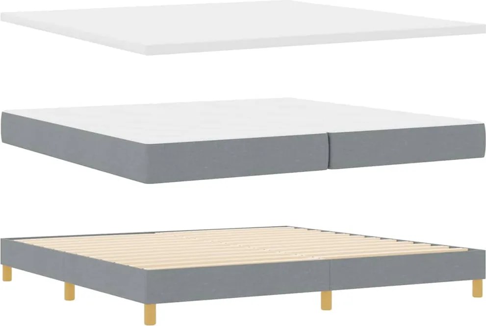 Postel s boxspringem s čelo Světle šedá 200 x 200 cm textil 3341377