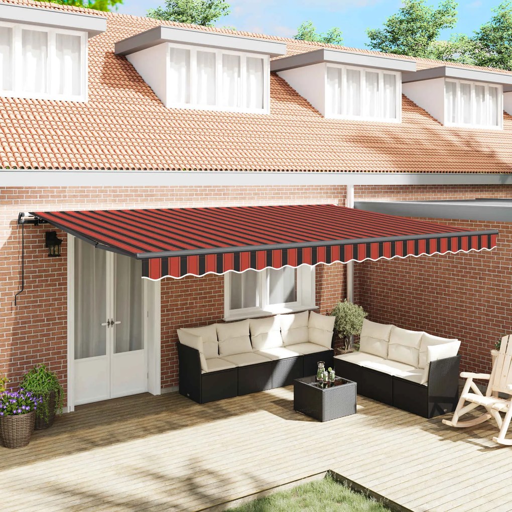 Stahovací markýza oranžová a hnědá 500 × 300 cm 3331223