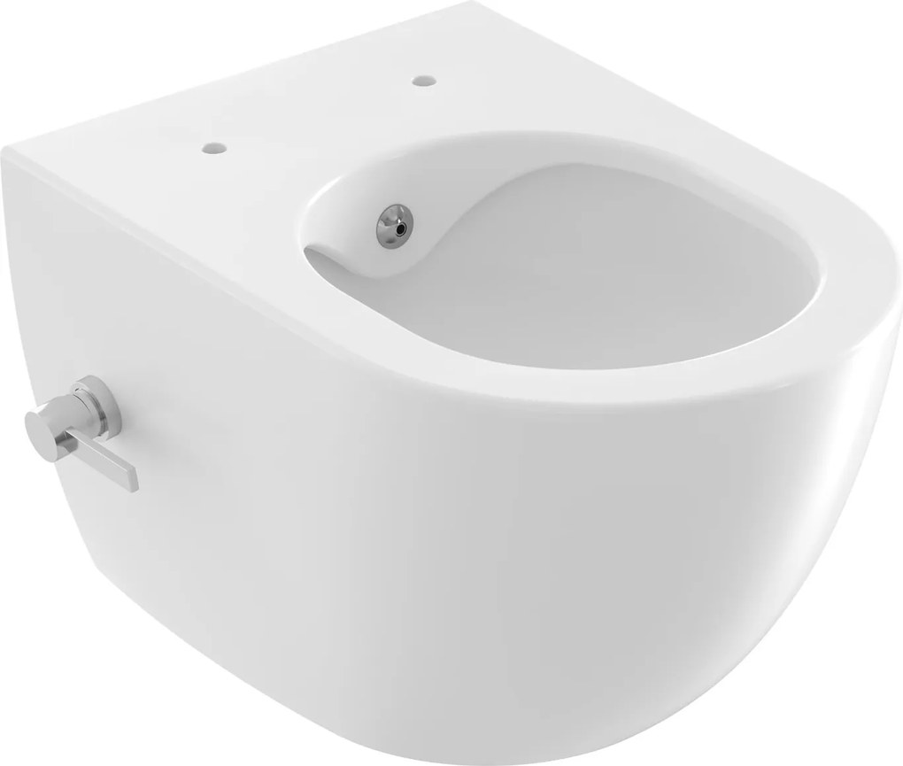Ravak WC bidet Uni Chrome RimOff závěsný 36 x 51 x 35 cm integrovaná baterie a bidetová sprška bílá X01912