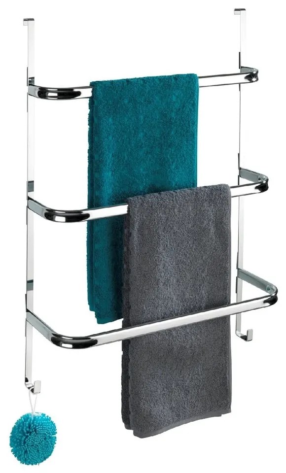 Stříbrný samodržící věšák na ručníky Wenko Towel Holder Chrome, 21 x 54 cm