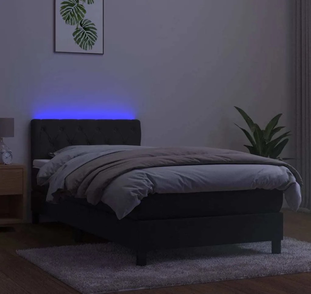 vidaXL Box spring postel s matrací a LED 80x200 cm samet [3134550] Barva: světle šedá