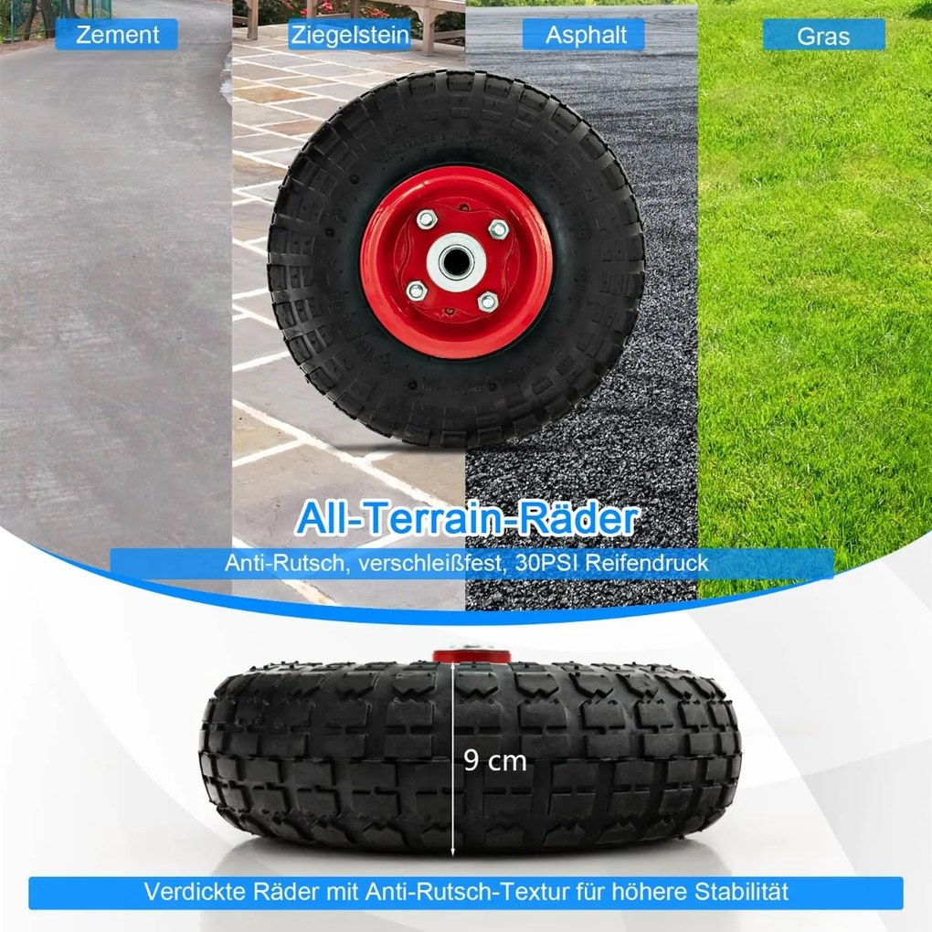 Costway Pojízdný kovový vozík na palivové dřevo, nosnost 100 kg