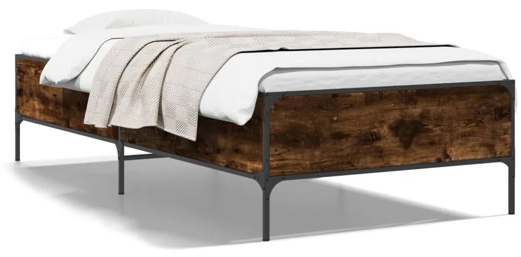 Rám postele kouřový dub 100 x 200 cm kompozitní dřevo a kov,  844963