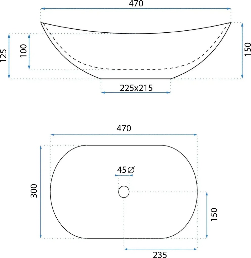 Rea Royal Mini, umyvadlo na desku 480x305x145 mm, imitace kamene Aiax Shiny, REA-U5063