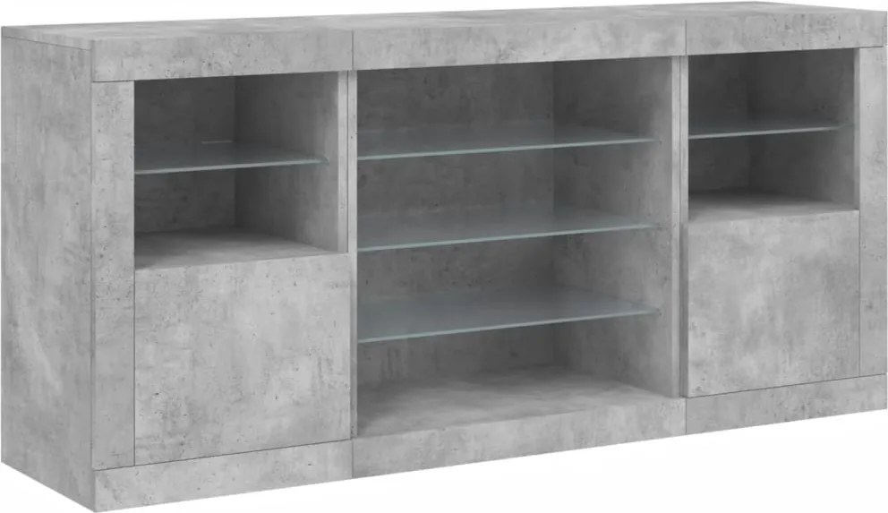 Příborník s LED osvětlením betonově šedý 142,5 x 37 x 67 cm 3209089