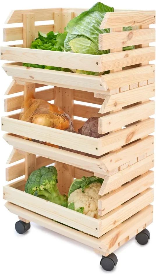 Dřevobox Dřevěný bedýnkový vozík na ovoce a zeleninu | BIANO