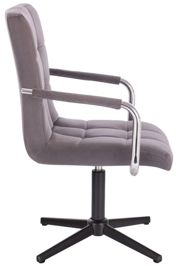 LuxuryForm DESIGN Otočná židle VERONA VELUR na černém kříži - tmavě šedá