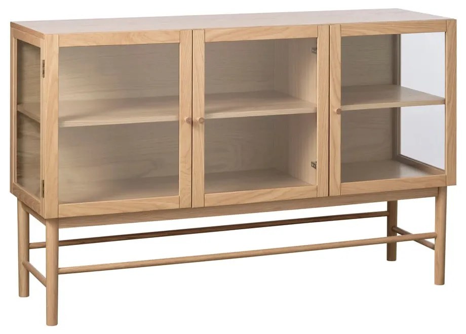 Vitrína z dubového dřeva v přírodní barvě 88x140 cm Elba – Unique Furniture