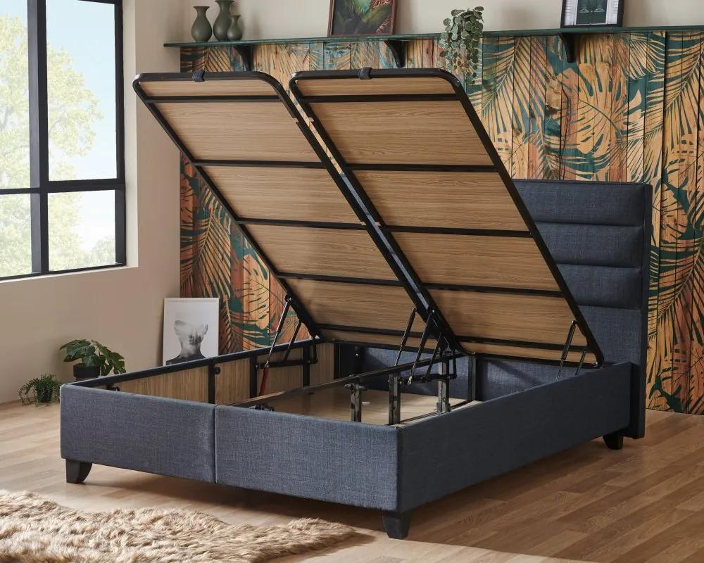 Čalouněná postel HYPERSOFT s matrací - modrá 200 × 200 cm