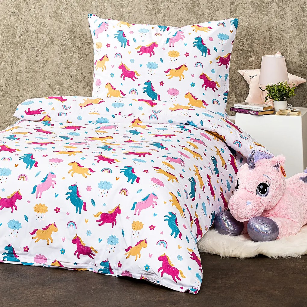 4Home Dětské bavlněné povlečení Unicorn , 140 x 200 cm, 70 x 90 cm